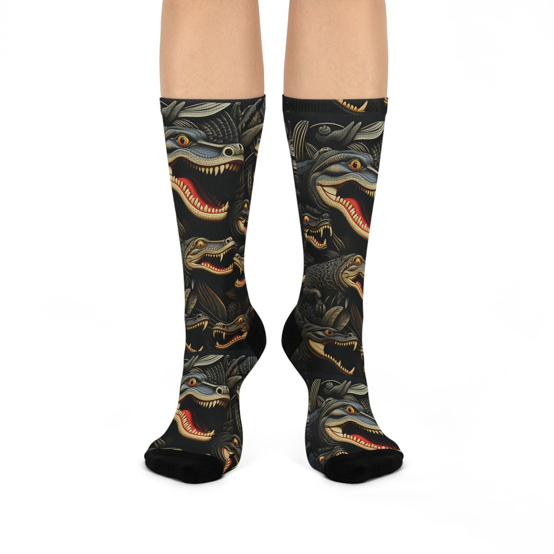 Crocodile Cushioned Crew Socks, Alligator Socks - Etsy