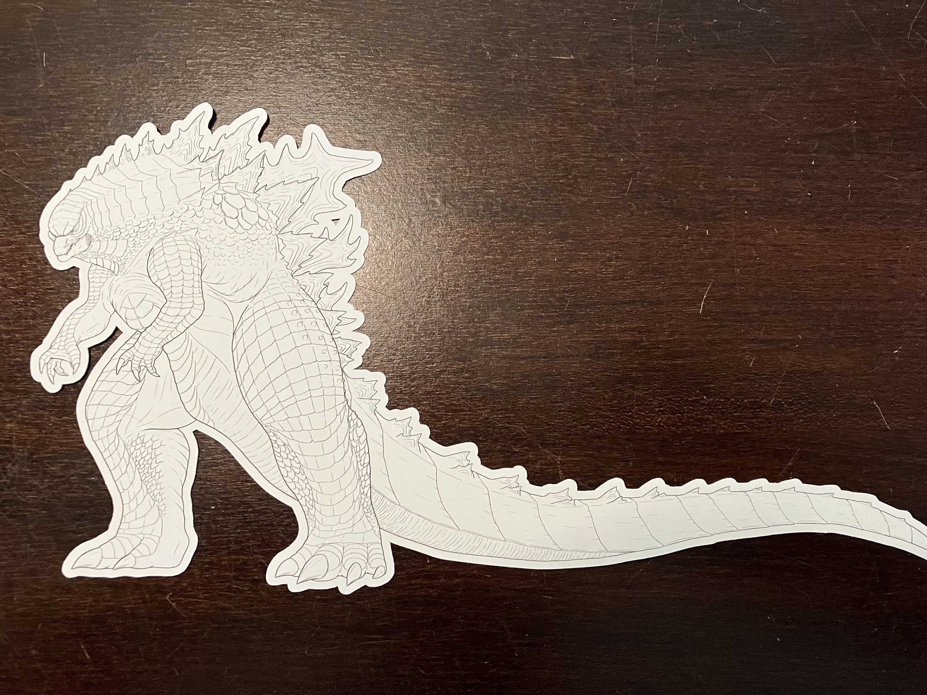 Oversized Godzilla Full Body Line Art Stickers (4 Variations) - Etsy