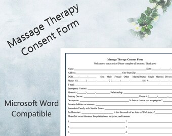 Chiropractic Consent Form Template - Digital Download - Microsoft Word ...