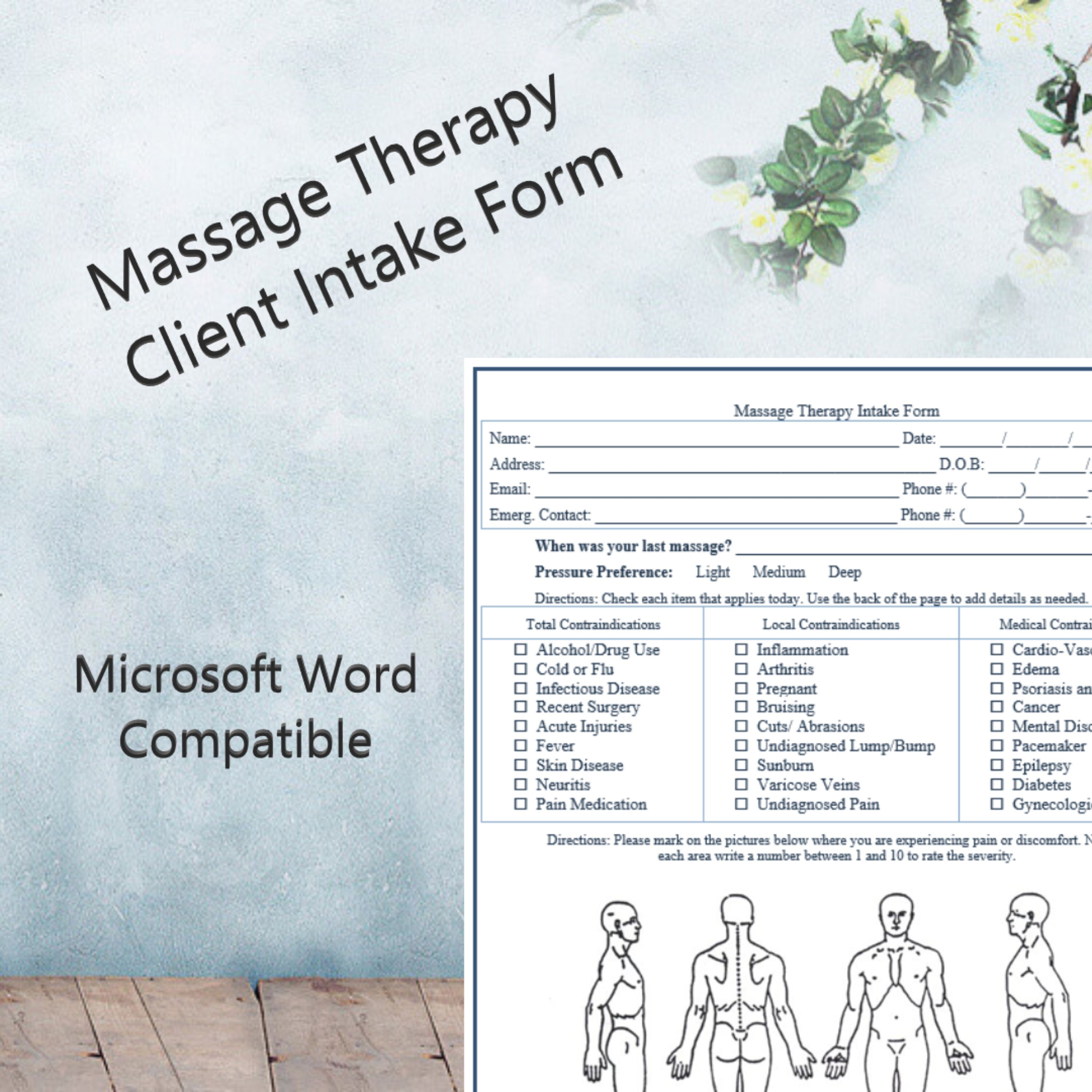Massage Therapy Intake Form Template - Digital Download - Microsoft ...