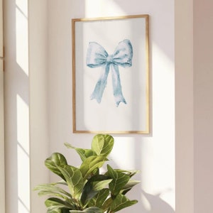 Blue Bow Print Preppy Art Bow Painting Preppy Dorm Prints Aesthetic ...
