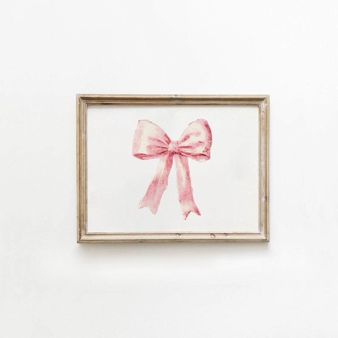 Preppy Pink Bow Printable, Retro Girly Download, Horizontal Fashion ...