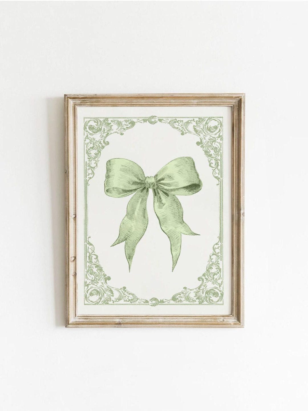 Green Coquette Bow Poster, Vintage Girly Wall Art, Preppy Aesthetic ...