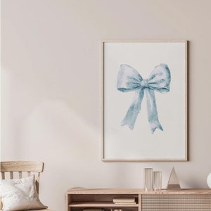 Blue Bow Print Preppy Art Bow Painting Preppy Dorm Prints Aesthetic ...