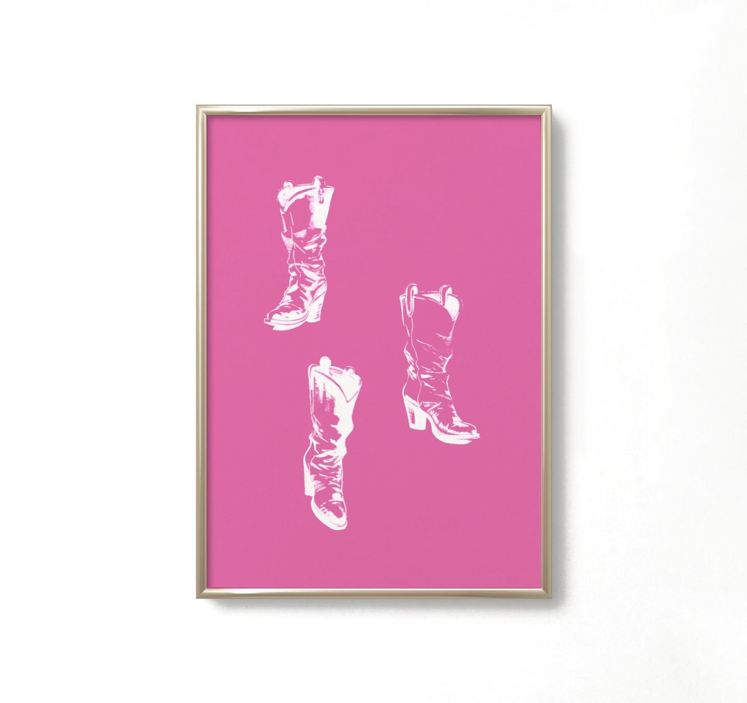 Pink Cowgirl Boot Print Pink Boot Wall Decor Cowgirl Wall - Etsy