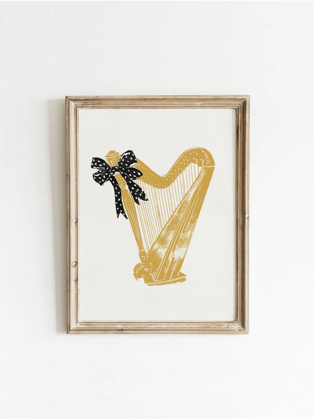 Preppy Black Bow and Gold Harp Printable, Feminine Fashion Print ...