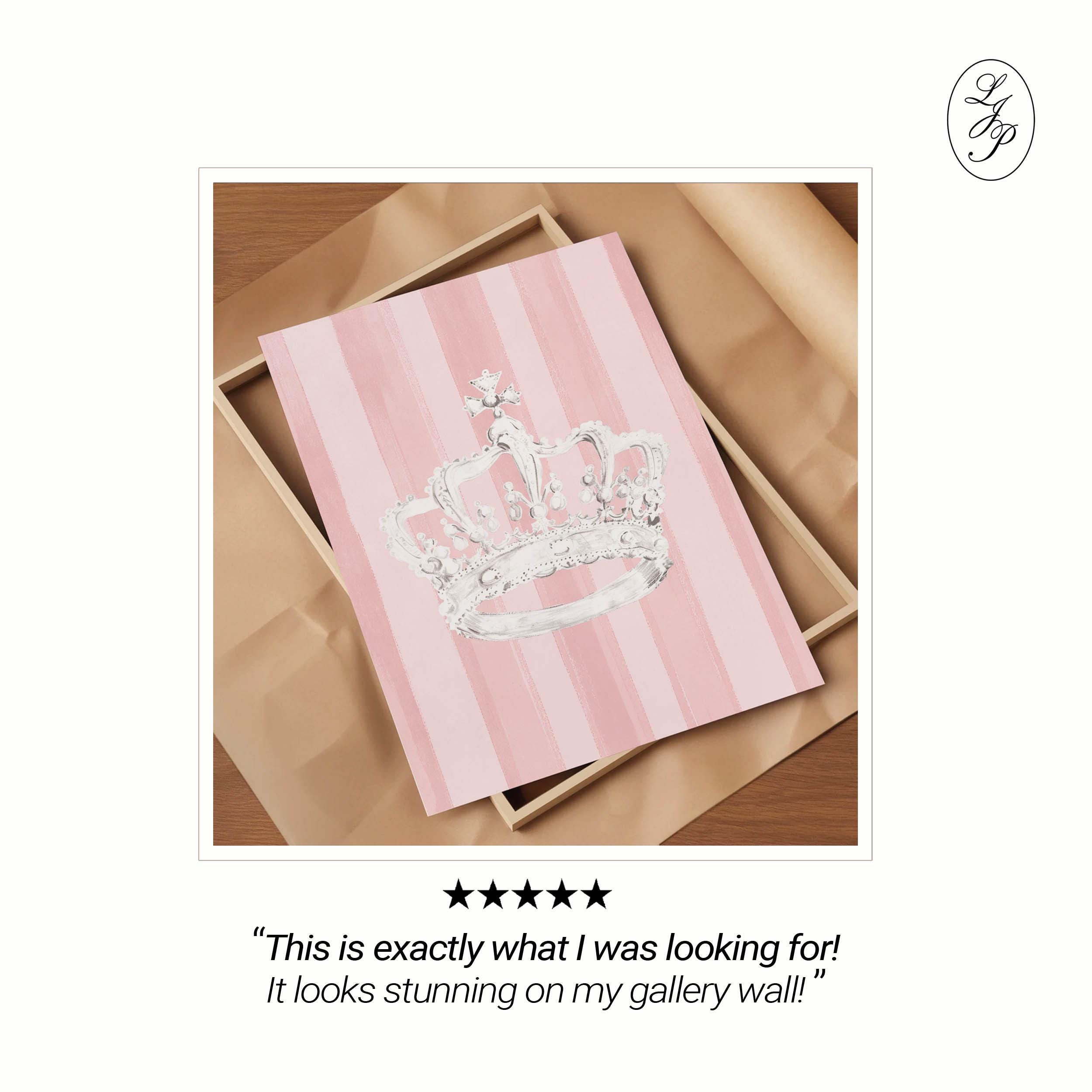 Princess Crown Pink Coquette Printable Wall Art Girly Nursery Decor ...