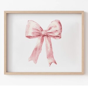 Preppy Pink Bow Printable, Retro Girly Download, Horizontal Fashion ...