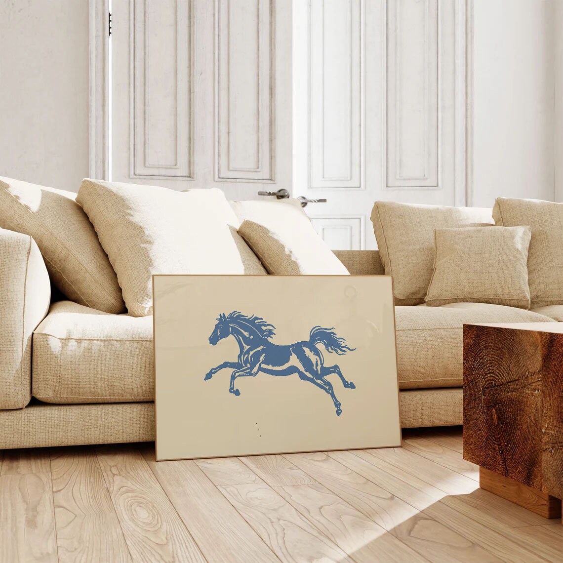Vintage Western Horse Print Blue Retro Home Decor Preppy - Etsy