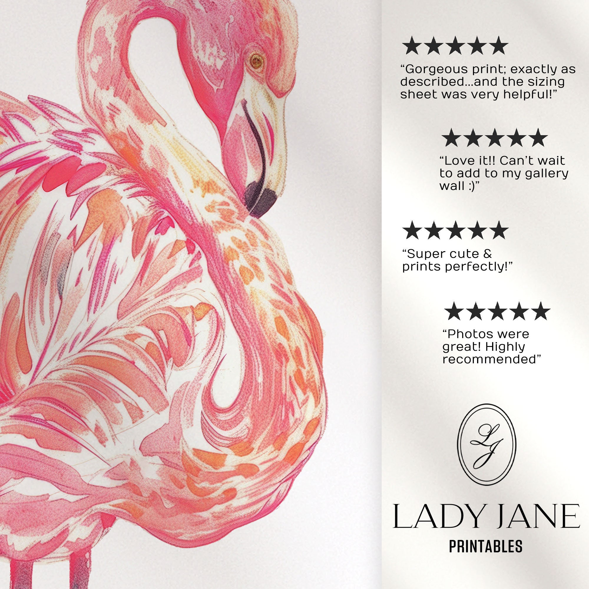 Retro Pink Flamingo Printable, Spring Pastel Decor, Preppy Animal Print ...