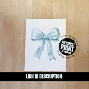 Blue Bow Print Preppy Art Bow Painting Preppy Dorm Prints Aesthetic ...