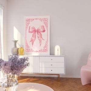 Pink Coquette Bow Poster, Preppy Aesthetic Wall Art, Vintage Girls Room ...