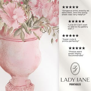 Vintage Pink Flowers Poster, Light Pink Print, Girly Apartment Decor ...