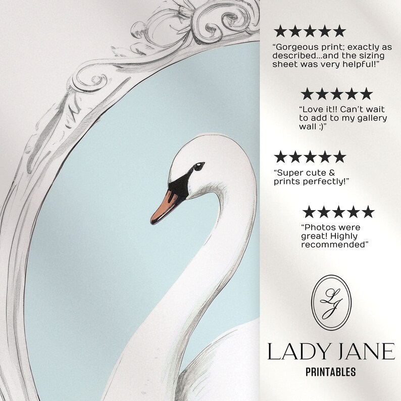 Swan Art Print, Vintage Swan Wall Art, Light Blue Nursery Decor, Blue ...