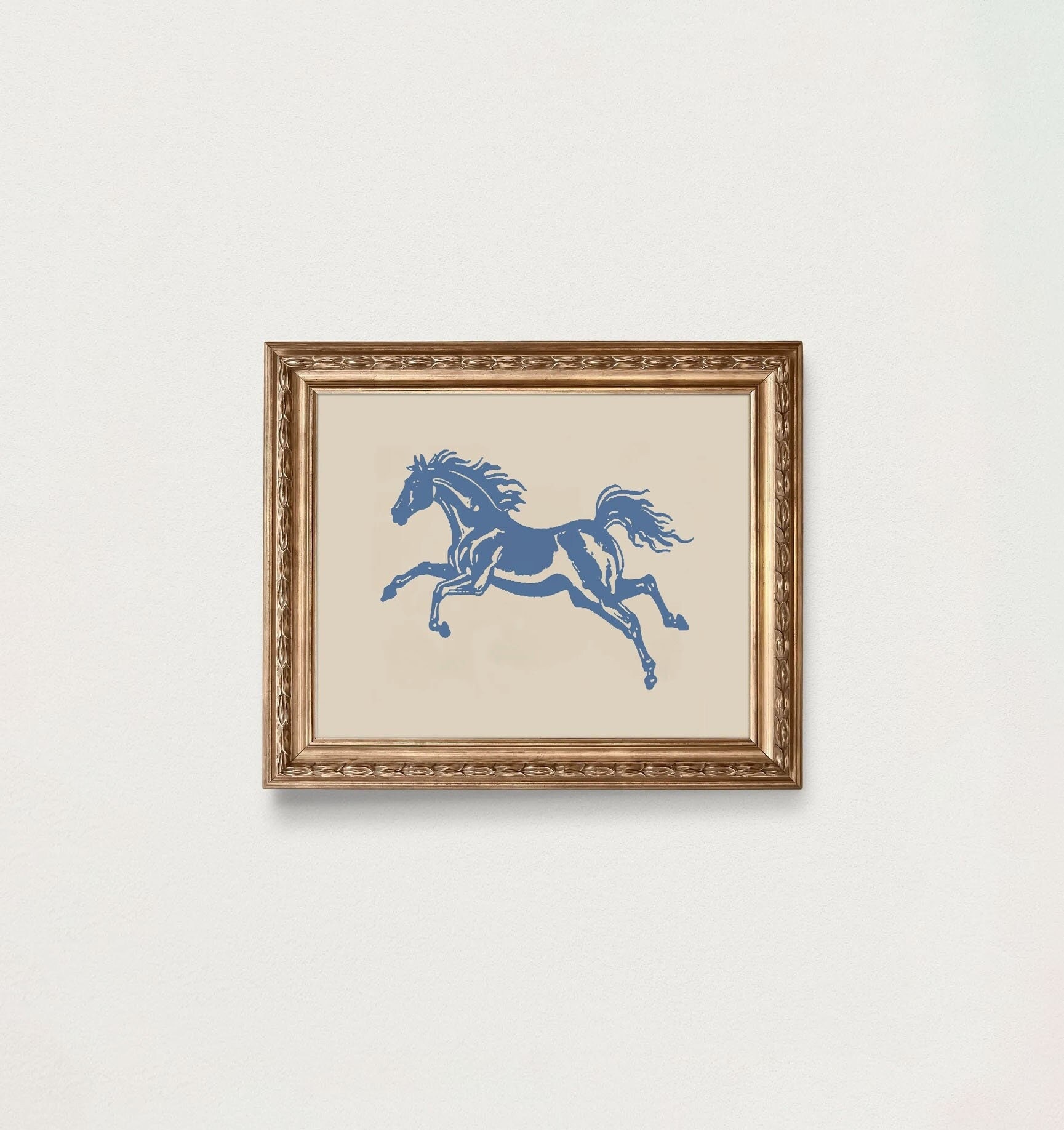 Vintage Western Horse Print Blue Retro Home Decor Preppy - Etsy