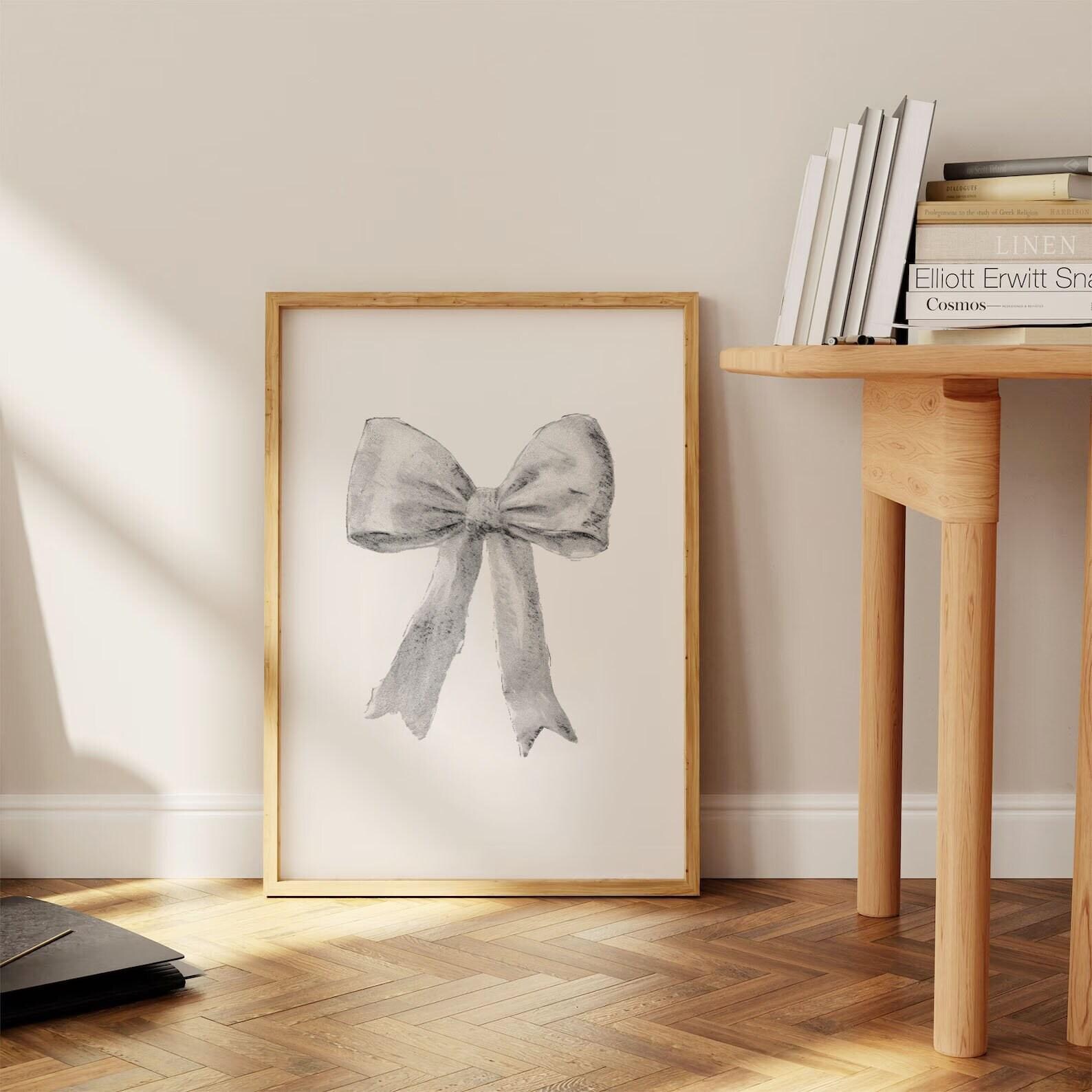 Gray Bow Print Preppy Art Bow Painting Preppy Dorm Prints Aesthetic ...
