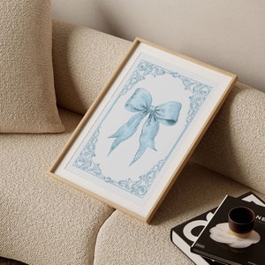 Blue Coquette Bow Printable, Vintage Girly Wall Art, Preppy Aesthetic ...