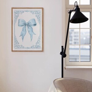 Blue Coquette Bow Printable, Vintage Girly Wall Art, Preppy Aesthetic ...