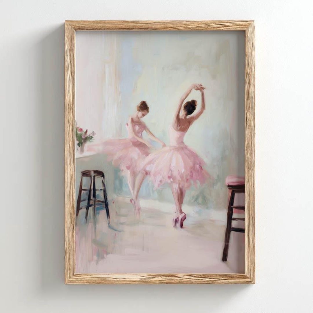 Ballerinas in Pink Tutus Poster Print, Soft Pastel Colors, Romantic ...
