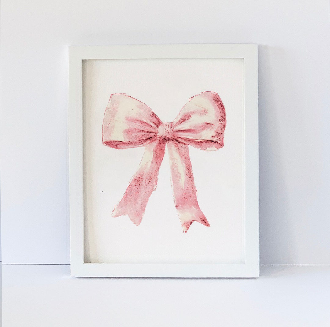 Preppy Bow Art Print, Giclee Fine Art Print, Girly Room Decor, Retro ...