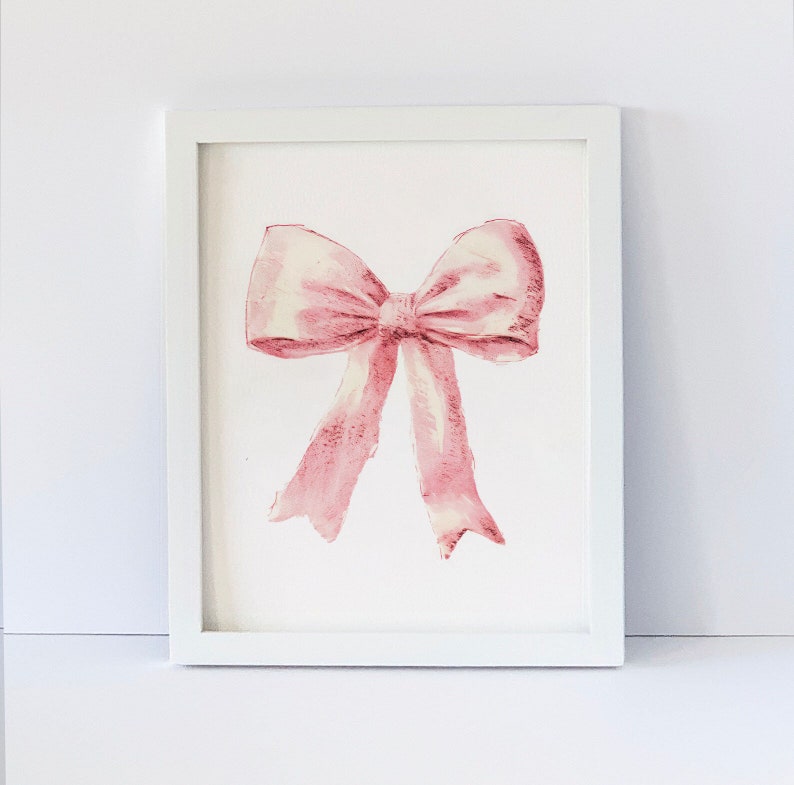Preppy Bow Art Print, Giclee Fine Art Print, Girly Room Decor, Retro Cowgirl Aesthetic Print ...