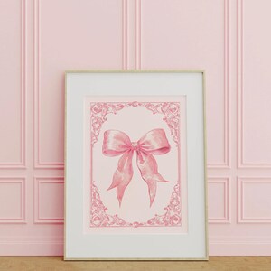 Pink Coquette Bow Poster, Preppy Aesthetic Wall Art, Vintage Girls Room ...