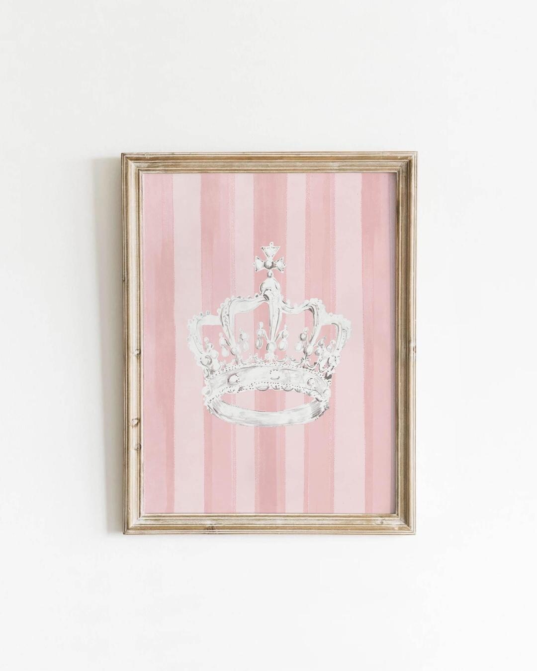 Princess Crown Pink Coquette Printable Wall Art Girly Nursery Decor ...
