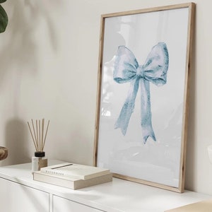 Blue Bow Print Preppy Art Bow Painting Preppy Dorm Prints Aesthetic ...