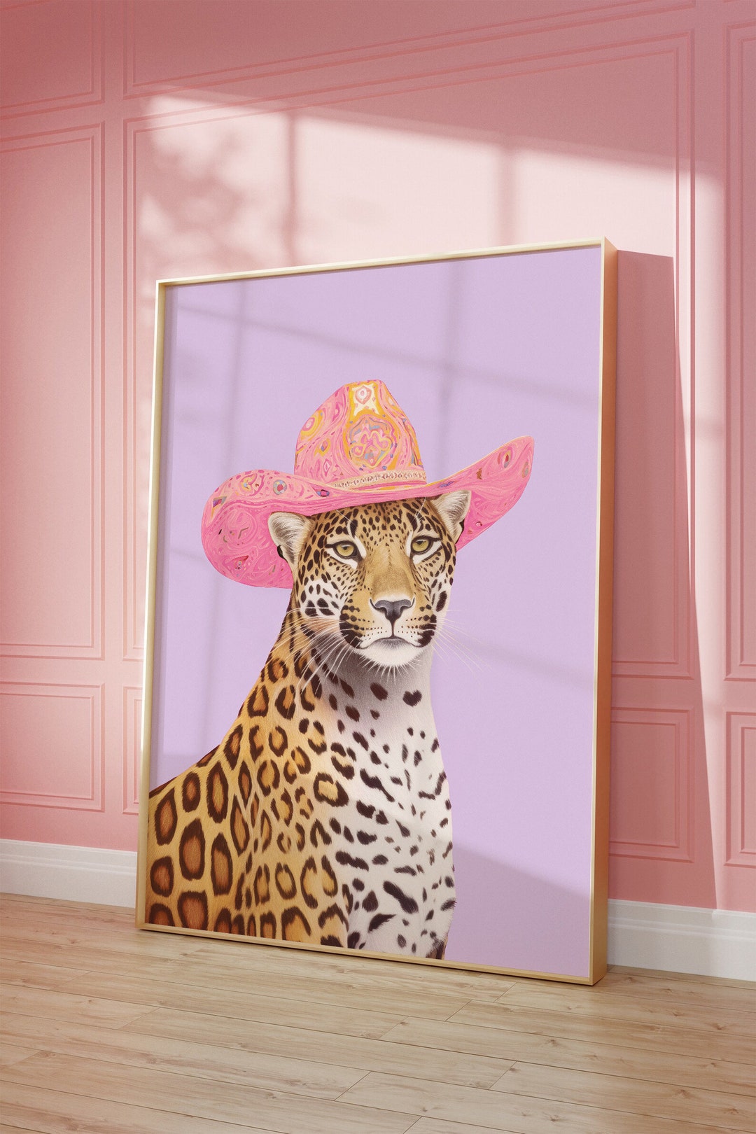 Preppy Western Cheetah, Purple Wall Art, Maximalist Pink Decor, Girly ...