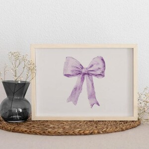 Purple Bow Print Preppy Horizontal Bow Painting Cute Dorm Prints ...