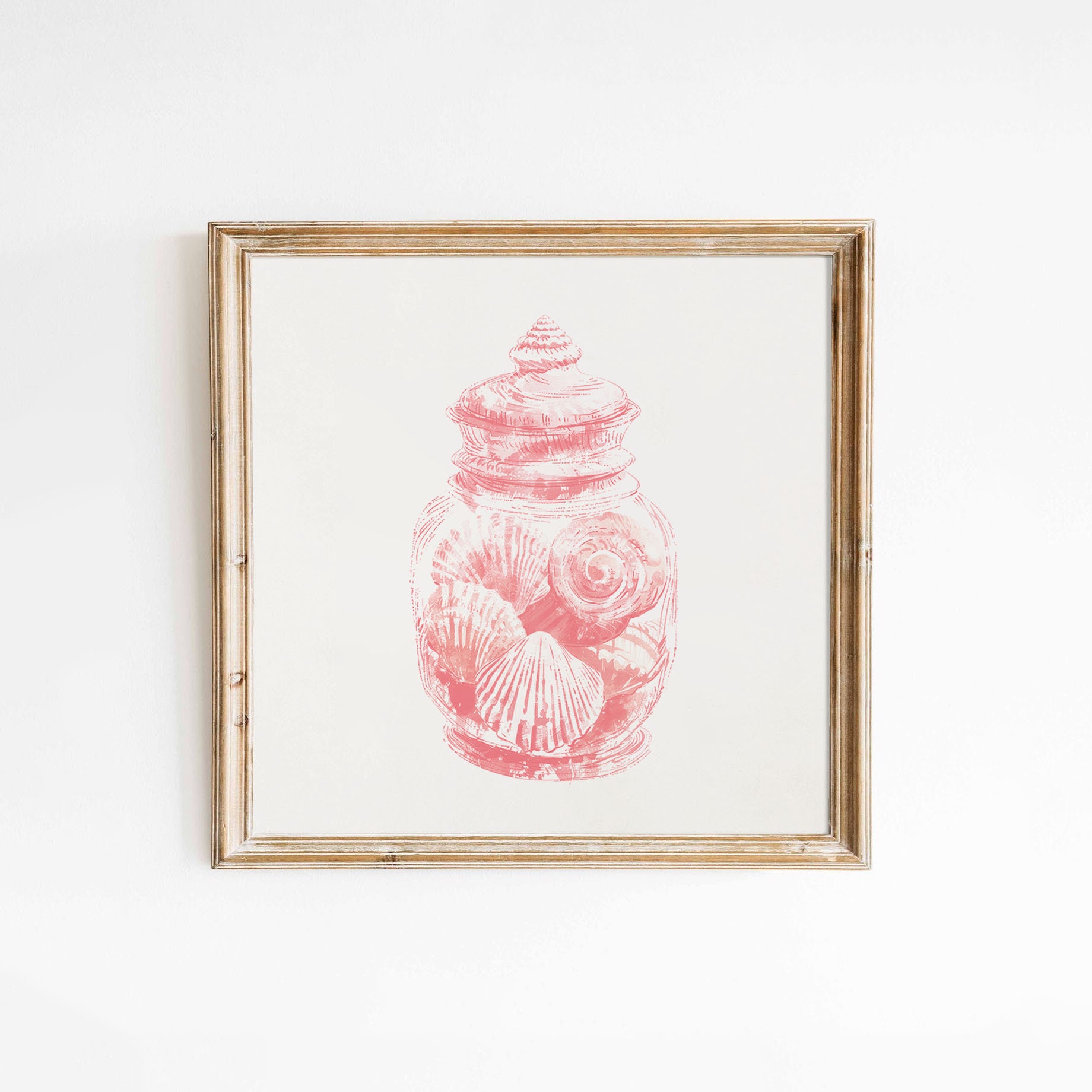 Preppy Pink Seashell Printable, Square Nautical Artwork, Girly Coastal ...