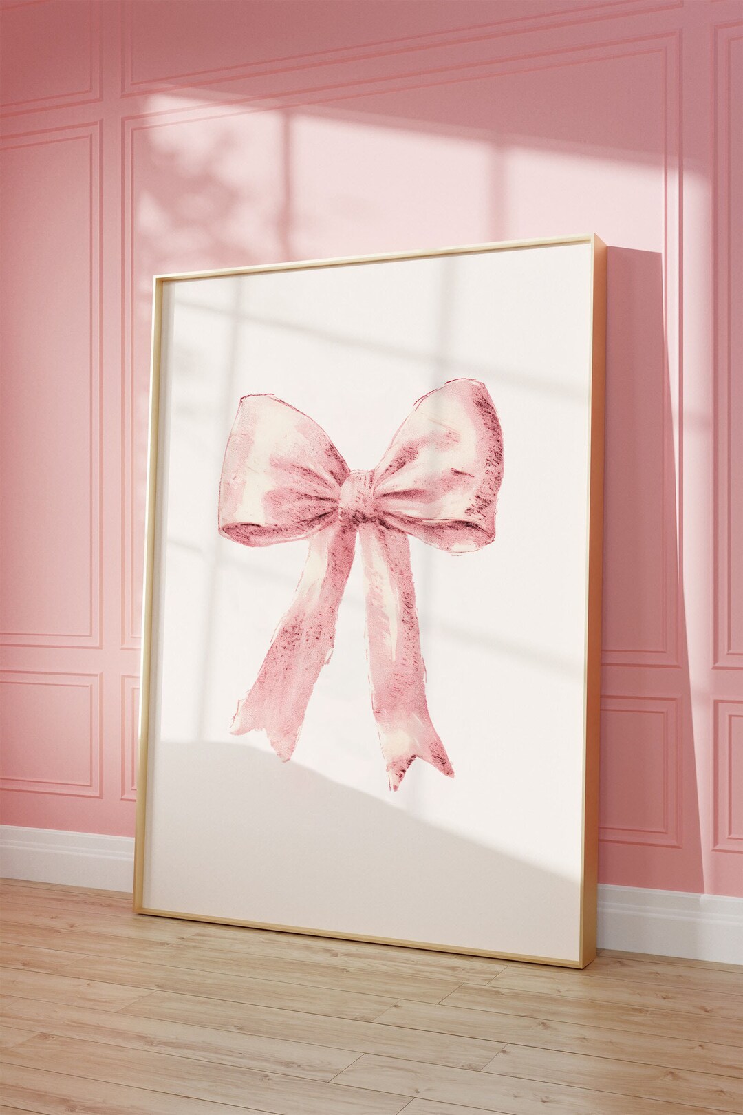 Pink Bow Printable Art, Girly Aesthetic Poster, Vintage Hand Drawn ...