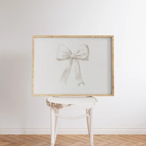 White Bow Print Preppy Horizontal Bow Painting Cute Dorm Prints ...
