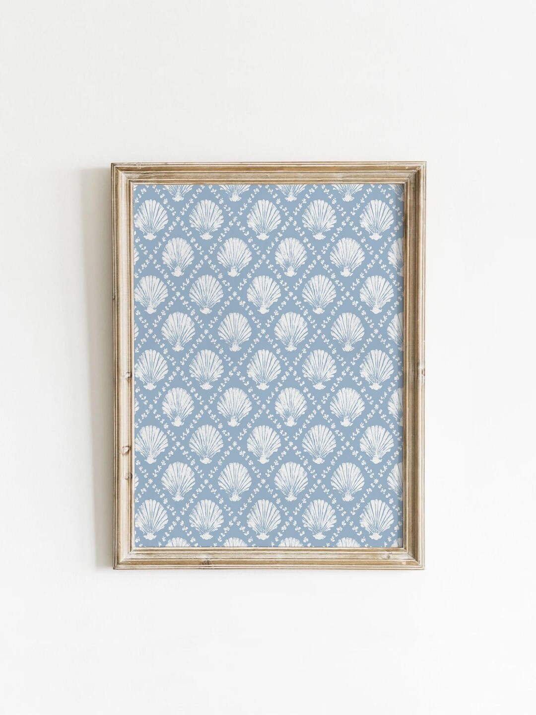 Blue Coastal Seashell Pattern Printable, Blue Nautical Cottagecore ...