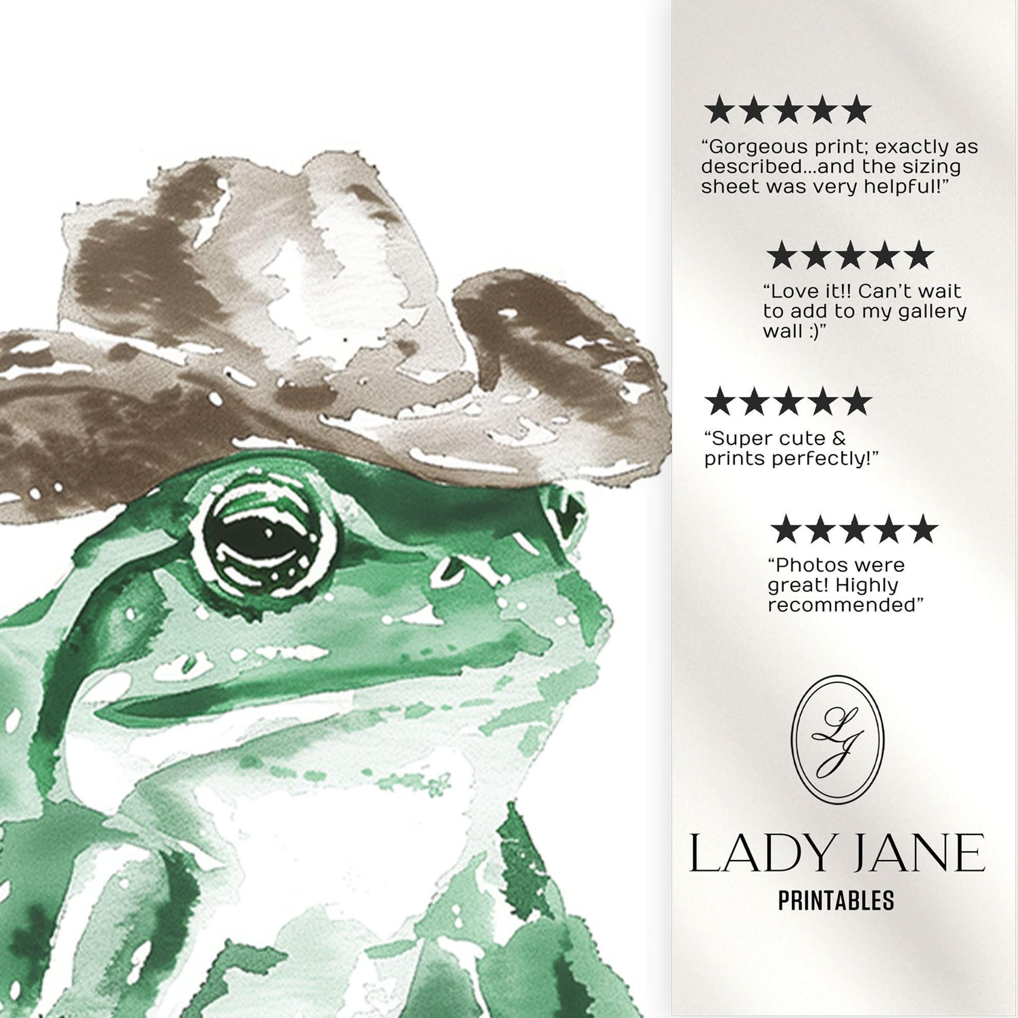 Retro Cowboy Frog Poster, Horizontal Western Wall Art, Original ...