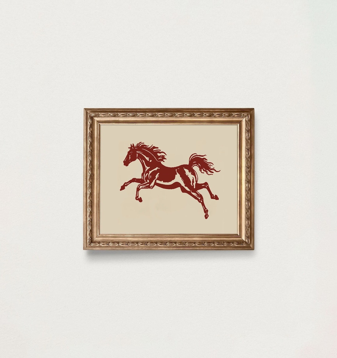 Vintage Western Horse Print, Red Retro Home Decor, Preppy Dorm ...