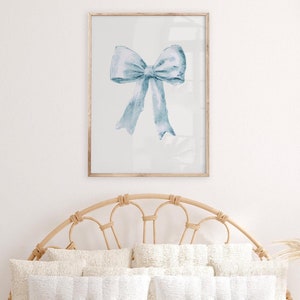 Blue Bow Print Preppy Art Bow Painting Preppy Dorm Prints Aesthetic ...