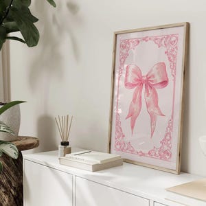 Pink Coquette Bow Poster, Preppy Aesthetic Wall Art, Vintage Girls Room ...