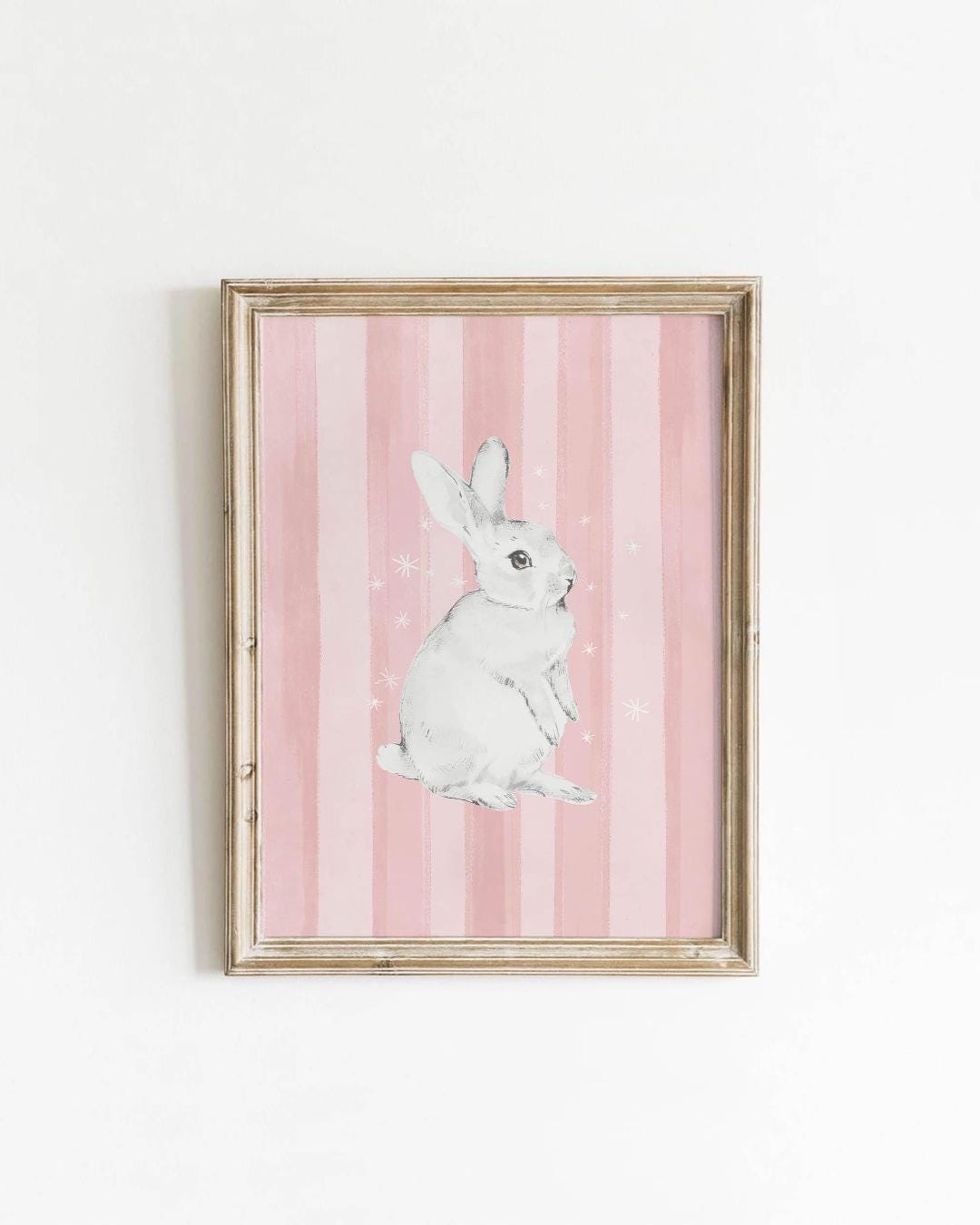 White Rabbit Pink Coquette Printable Wall Art, Feminine Girly Nursery ...