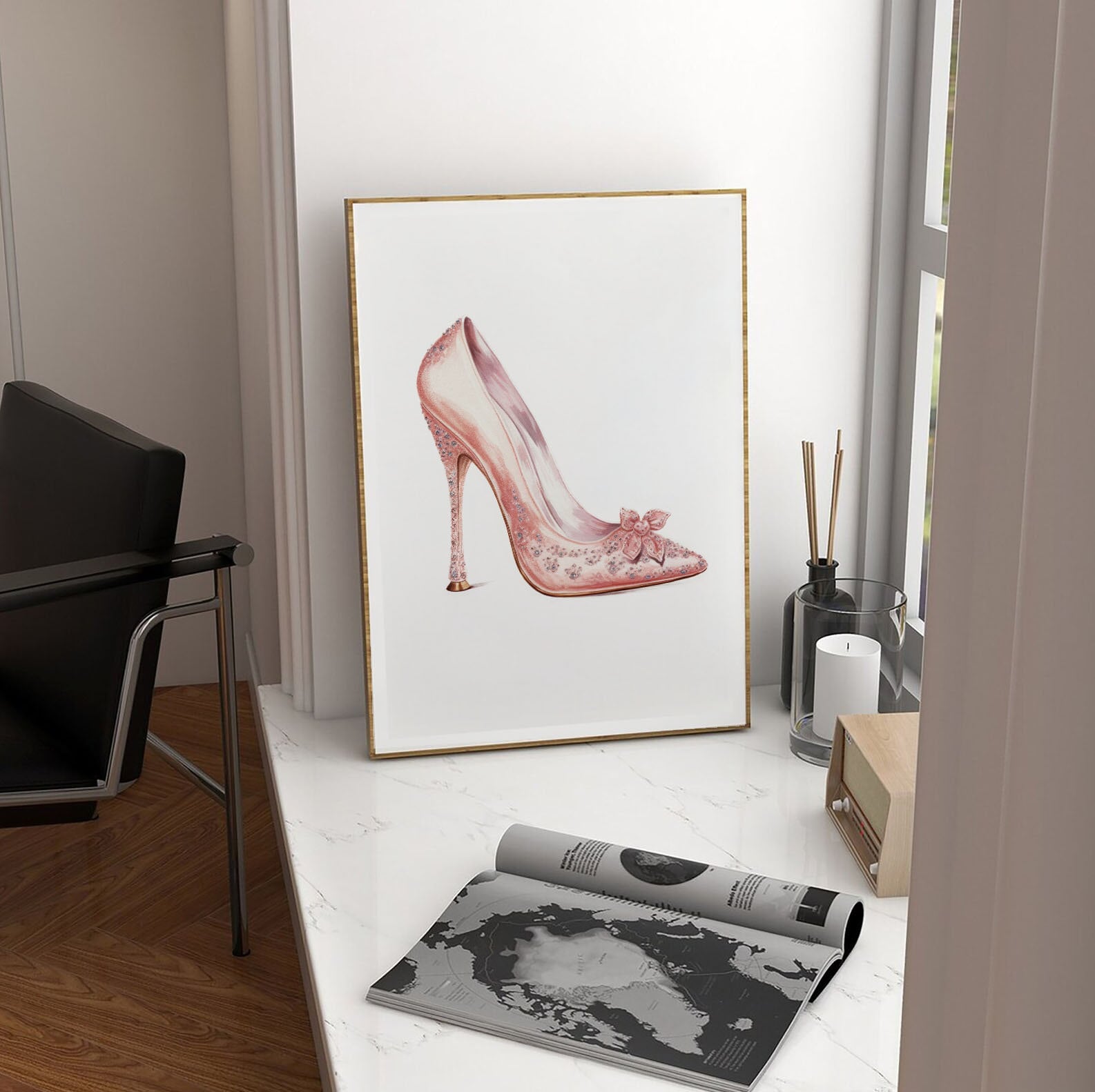 Stiletto Heel Art Printable, Pink Girly Room Decor, Cute Vintage High ...