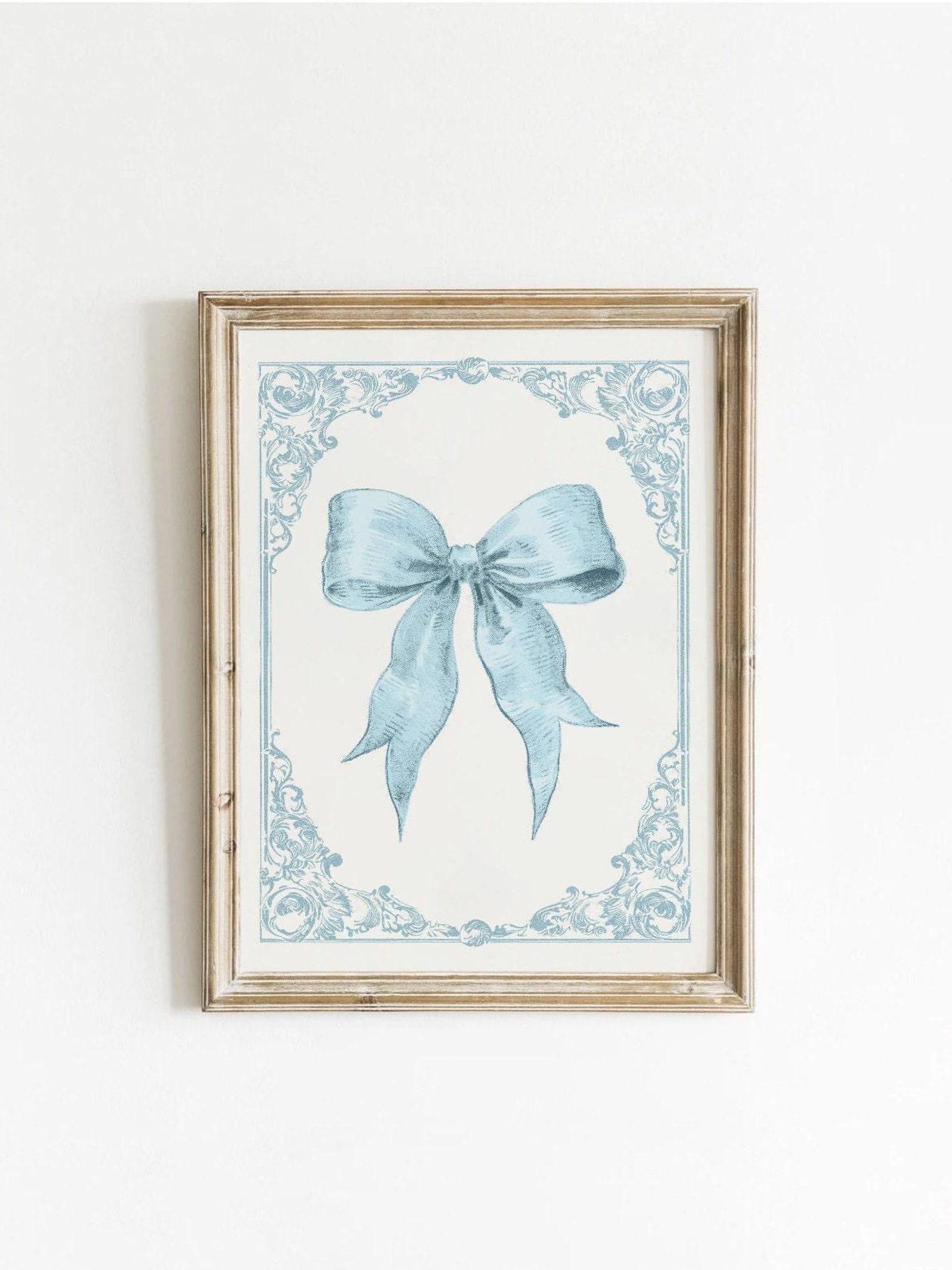 Blue Coquette Bow Poster, Vintage Girly Wall Art, Preppy Aesthetic ...