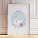 Swan Art Print, Vintage Swan Wall Art, Light Blue Nursery Decor, Blue ...