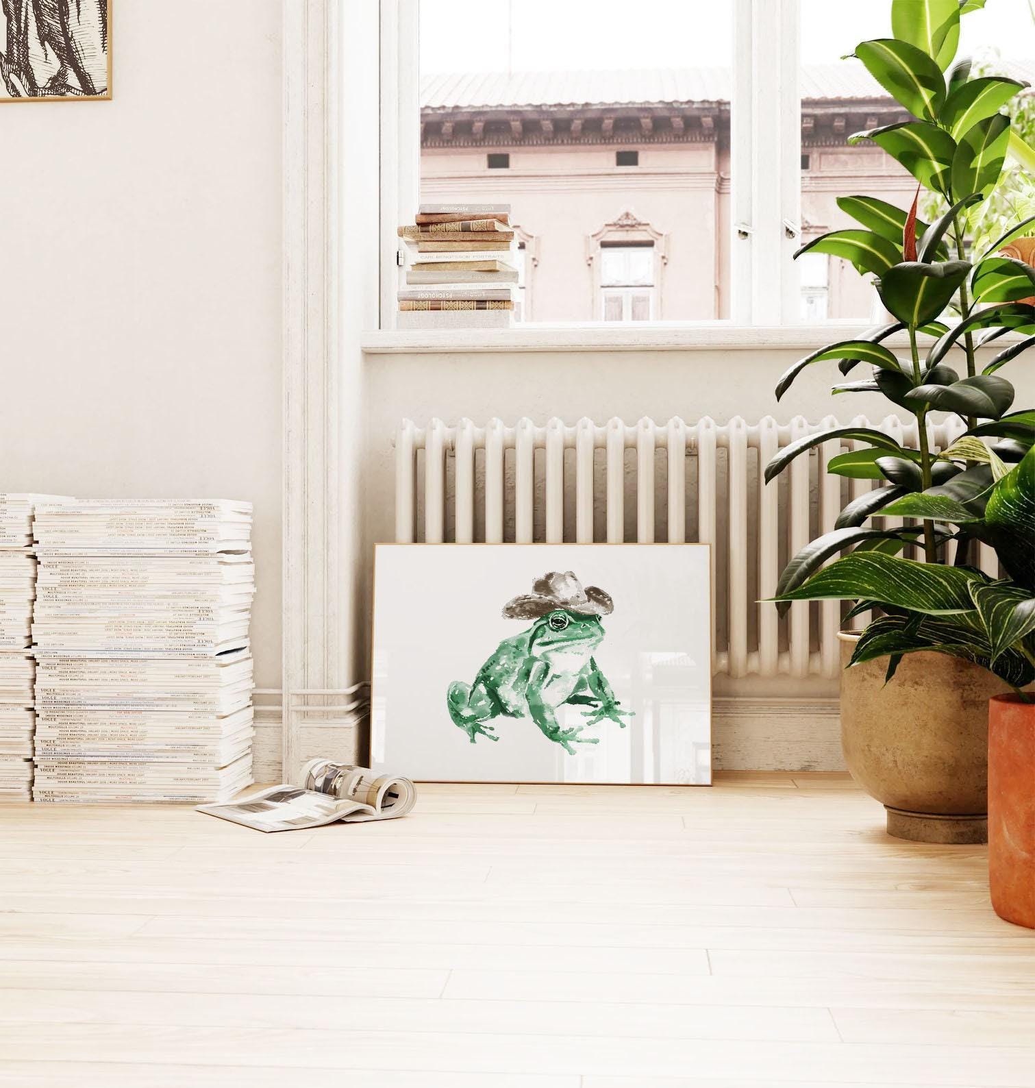 Retro Cowboy Frog Poster, Horizontal Western Wall Art, Original ...