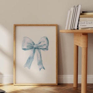 Blue Bow Print Preppy Art Bow Painting Preppy Dorm Prints Aesthetic ...