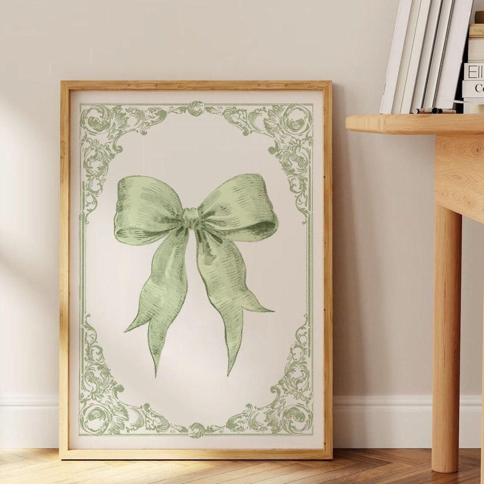 Green Coquette Bow Poster, Vintage Girly Wall Art, Preppy Aesthetic ...