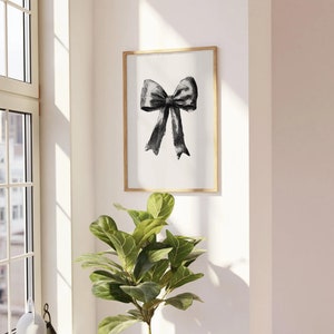 Black Bow Print Preppy Art Bow Painting Preppy Dorm Prints Aesthetic ...