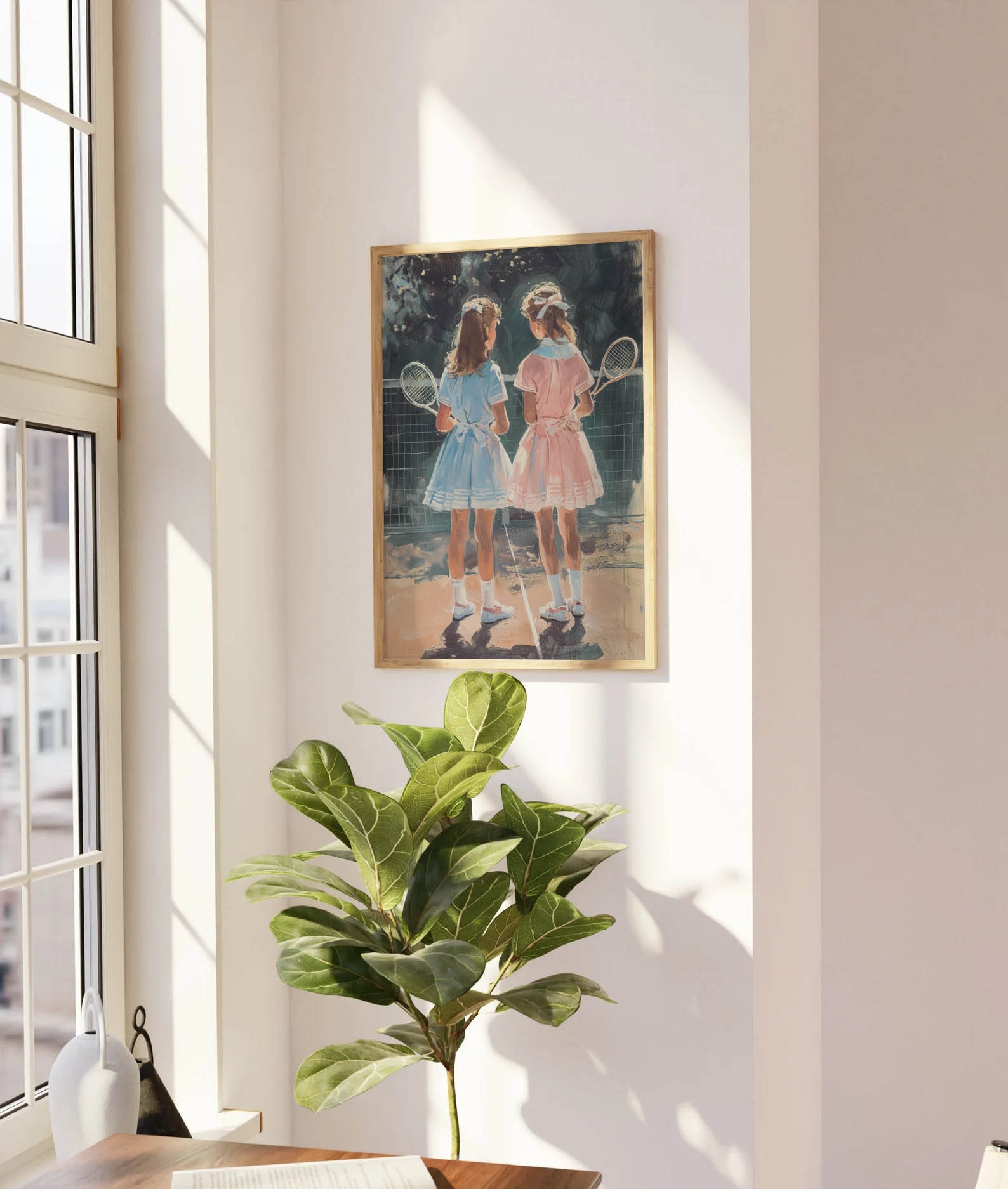 Preppy Tennis Girls Printable, Retro Oil Painting, Pink Coquette Wall ...