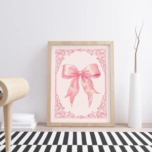 Pink Coquette Bow Poster, Preppy Aesthetic Wall Art, Vintage Girls Room ...