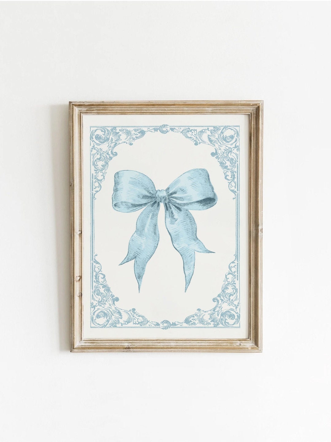 Blue Coquette Bow Printable, Vintage Girly Wall Art, Preppy Aesthetic ...