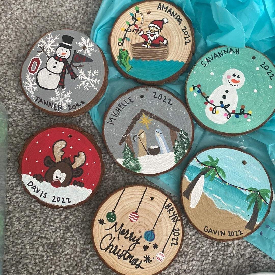 Painted Wooden Christmas Ornaments - Etsy